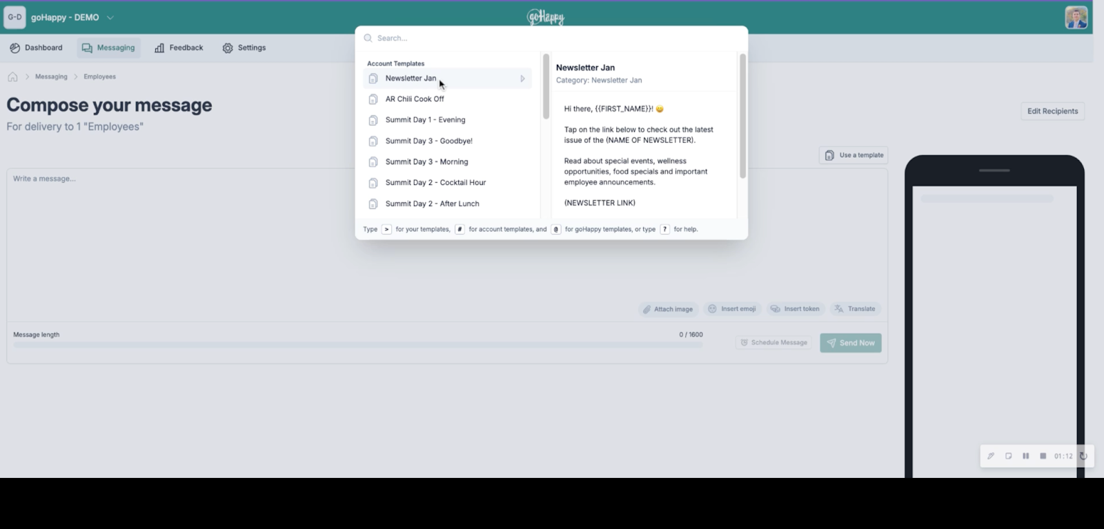 Using goHappy for Frontline Communication